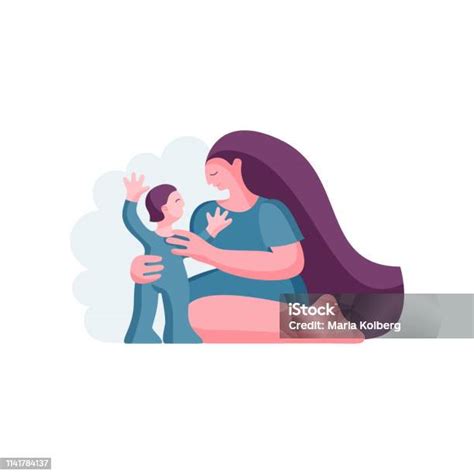 엄마와 아이 어머니는 아이를 포옹 벡터 일러스트입니다 아이에 대한 스톡 벡터 아트 및 기타 이미지 아이 가족 귀여운