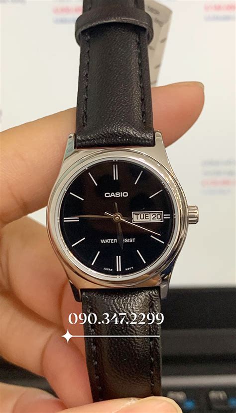 Ltp V006l 1b2udf Đồng Hồ Casio Nữ Dây Da Màu Đen Chống Nước Có Lịch Ngày And Thứ