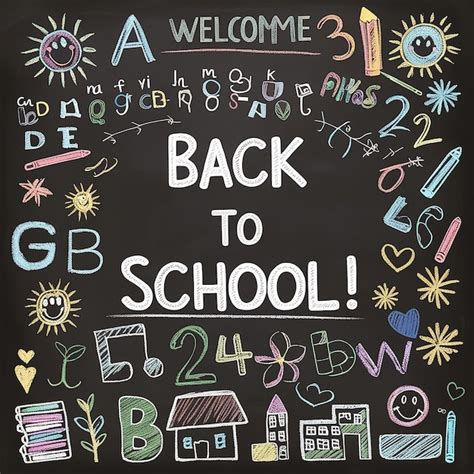 Welcome Back To School Text Drawing With Colorful Chalk On The