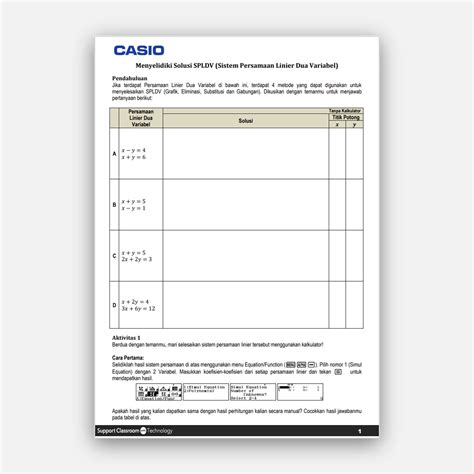 Bahan Ajar Sistem Persamaan Linear Casio Indonesia