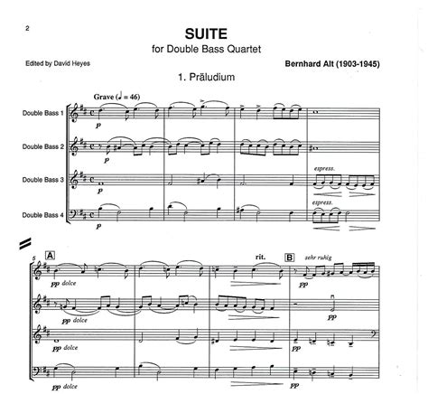 Bernhard Alt Suite For Double Bass Quartet Double Bass Sheet Music