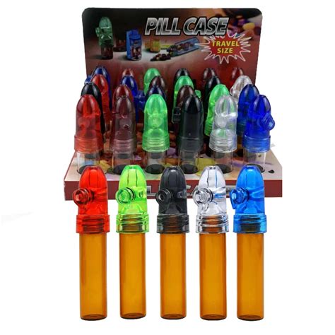Glass Snuff Bullets Snorter Bottle Smoking Pipes Pill Case Containers
