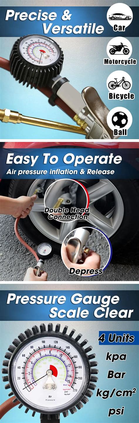 220 Psi Tire Pump With Pressure Gauge Portable And Efficient