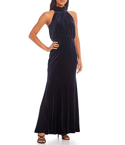 Eliza J Mock Neck Sleeveless Velvet Blouson Gown Dillards