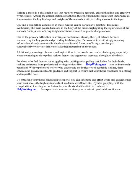 How To Write Conclusion In Thesis Writing Pdf