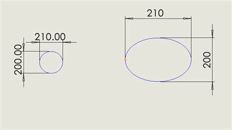 dimension ellipse in drawings r solidworks