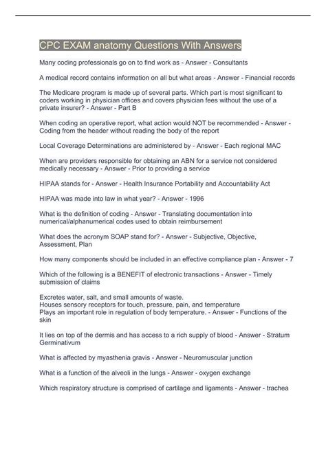 Cpc Exam Anatomy Questions With Answers 2022 2023 Cpc Stuvia Us