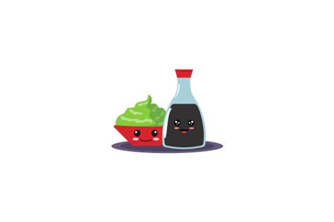 Kawaii Soy Sauce And Wasabi Svg Cut File By Creative Fabrica Crafts