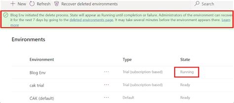 POWER PLATFORM RECOVER DELETED ENVIRONMENTS