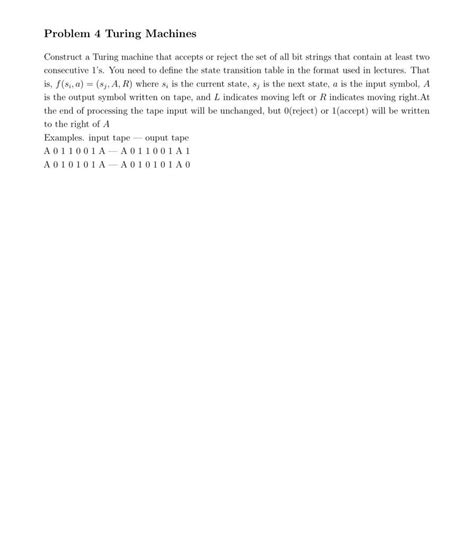 Solved Problem 4 Turing Machines Construct A Turing Machine