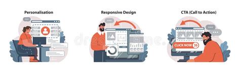 Web Development Set Flat Vector Illustration Stock Illustration