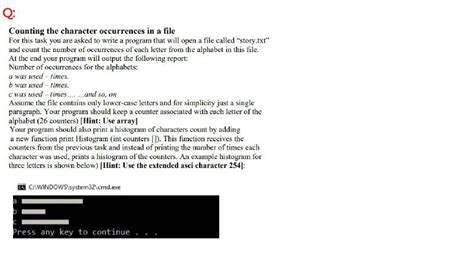 Solved Counting The Character Occurrences In A File For This