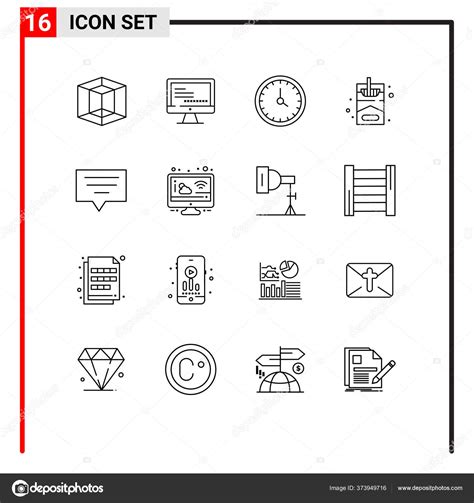 Group Modern Outlines Set Message Bubble Clock Hobby Smoke Editable Stock Vector By ©flatart