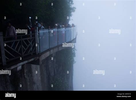 Glass Walkway Or Grand Canyon Skywalk Sheer Cliff In Tianmen National