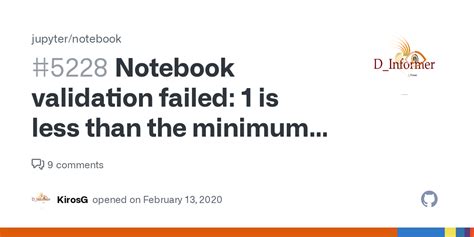 Notebook Validation Failed 1 Is Less Than The Minimum Of 3 1 · Issue