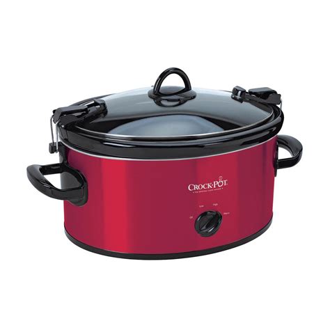 Crock Pot 6 Qt Red Stainless Steel Slow Cooker With Glass Lid And Keep