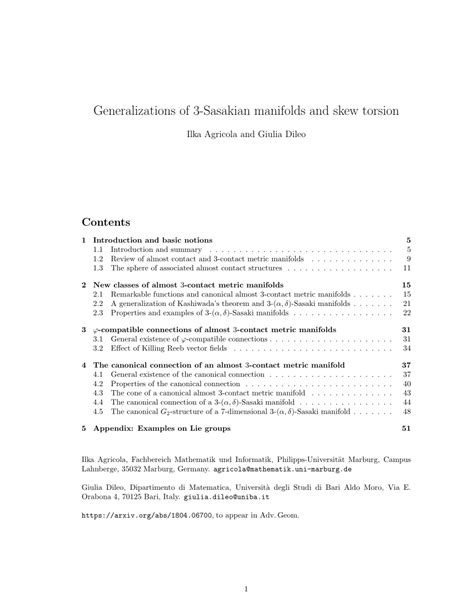 Pdf Generalizations Of 3 Sasakian Manifolds And Skew Torsion