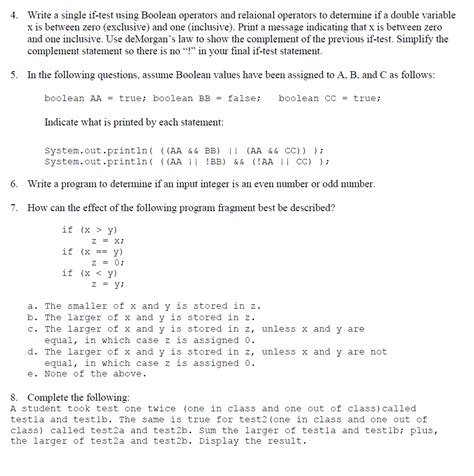 solved 4 write a single if test using boolean operators and