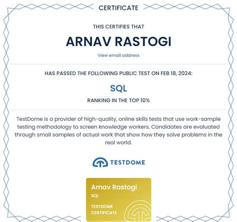 Arnav Rastogi On Linkedin Sql Certification Datamanagement