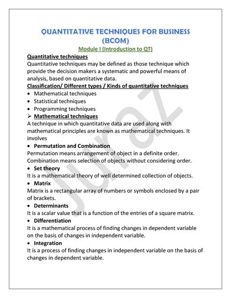 Qt Juraz Bcom Module I Introduction To Qt Quantitative Techniques