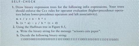 Solved SELF CHECK 1 Draw Binary Expression Trees For The Chegg