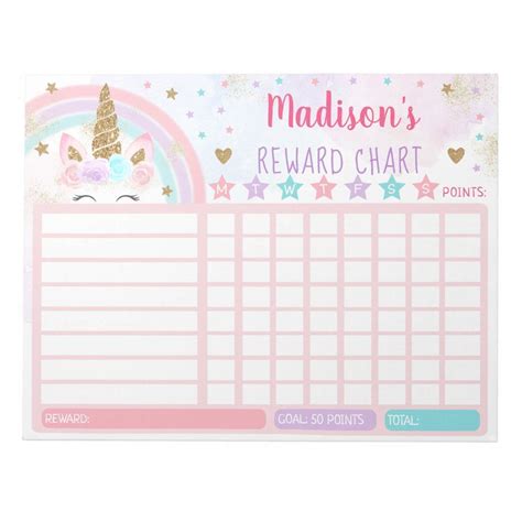 Reward Chart Rainbow Personalized Chore Chart Notepad Vrogue Co