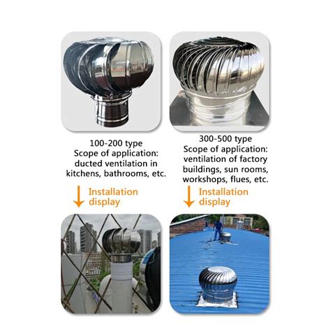 Unpowered Hood Roof Ventilator 100 Type Thickened Stainless Steel