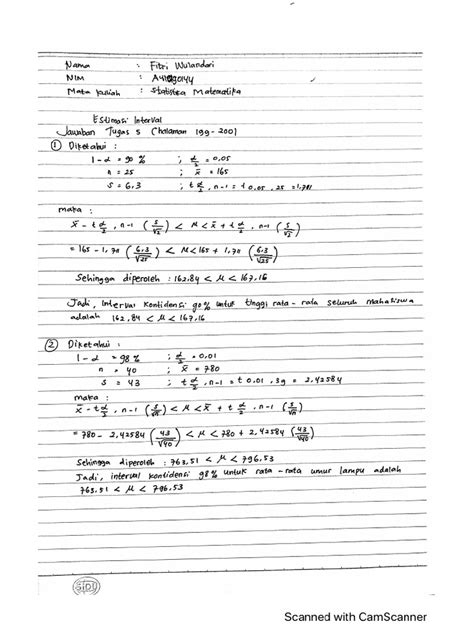 Statistika Matematika Estimasi Interval Pdf
