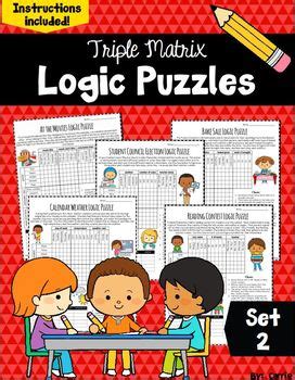 Logic Puzzles Triple Matrix Set Challenging By Carrie Whitlock