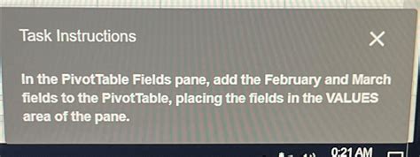 Solved Task Instructionsin The Pivottable Fields Pane Add