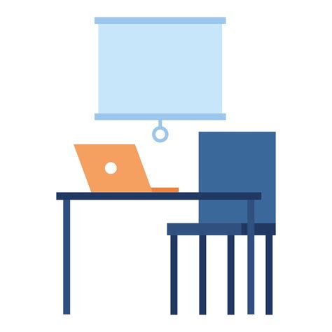 Office Desk With Laptop Chair And Board Vector Design 2723805 Vector