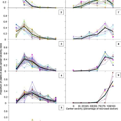 Distributions And Mean Distribution Thick Black Line For The