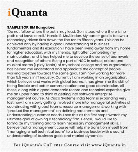 How To Write SOP Sample SOPs IQuanta CAT Preparation Blog