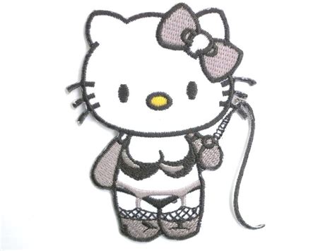 Hello Kitty Kinky Whip Kitty Hotfix Iron On Bdsm Embroidered Patch