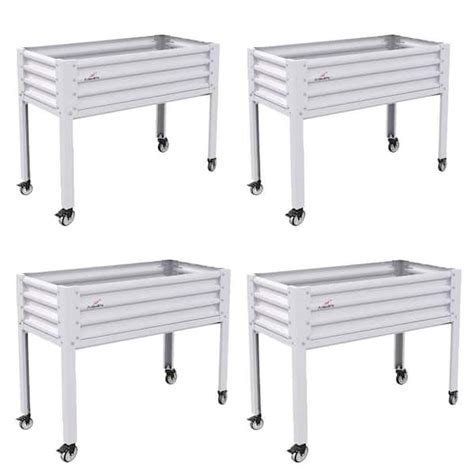 4 Set Galvanized Steel Raised Garden Bed Legs 48 In X 24 In X 35 In