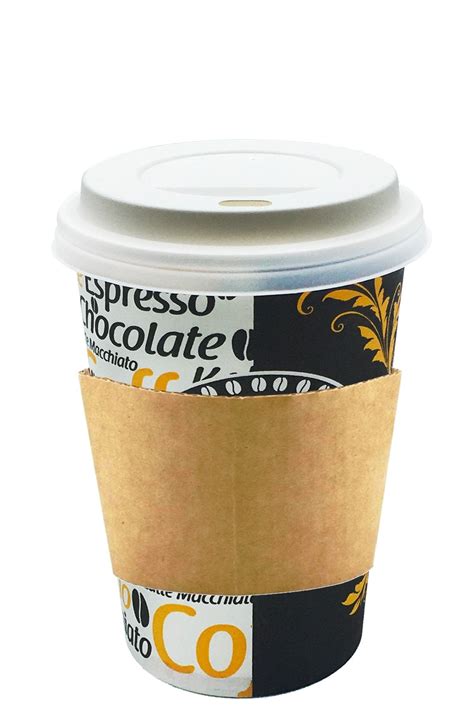 Afra Tedarik Oz Beyaz Kapaklı Tutamaçlı Karton Bardak Latte Kahve Kağıt Bardak Sleeve Ml