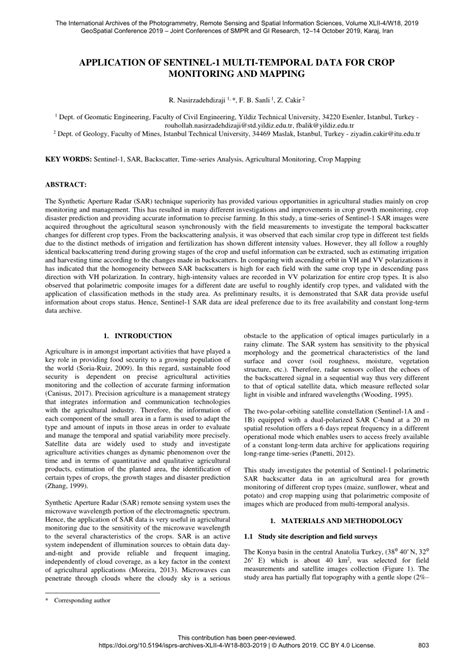Pdf Application Of Sentinel 1 Multi Temporal Data For Crop Monitoring And Mapping