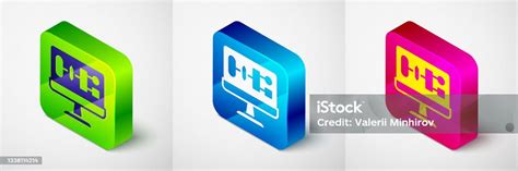 Isometric Algorithm Icon Isolated On Grey Background Algorithm Symbol