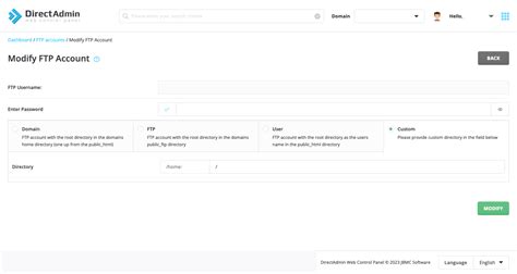 Directadmin Ftp Management Evolve Web Hosting Help