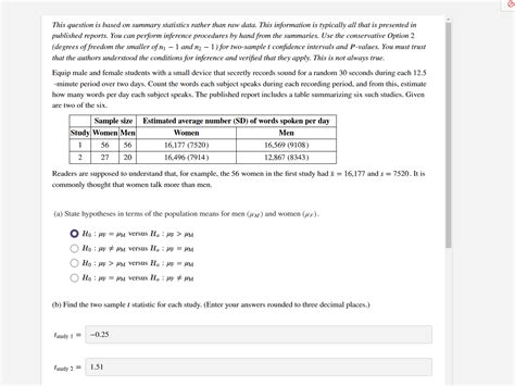 solved this question is based on summary statistics rather