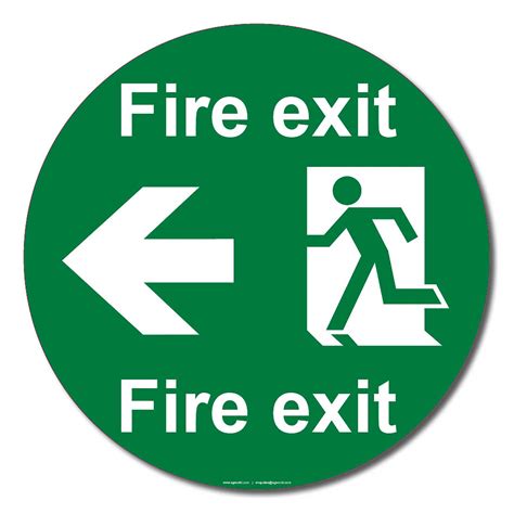 fire exit left arrow floor safety sign sg world
