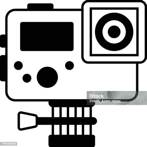 Vlogger 캠 개념 액션 카메라 와 스탠드 벡터 아이콘 디자인 겨울 게임 요소 상징 스노우 보드 장비 기호 경쟁 스포츠 활동