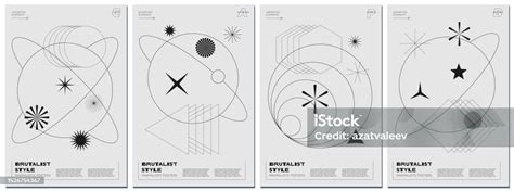 추상적인 잔혹한 포스터는 검은색 기하학적 선형 행성과 흑백 공간 배경에 모양을 가지고 있다 현대적인 잔혹한 스타일 최소한의 단순한 그래픽 인쇄 잔인한 트렌디 Y2k 디자인