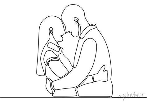 Cute Couple In Love Continuous One Line Drawing Vector Illustration