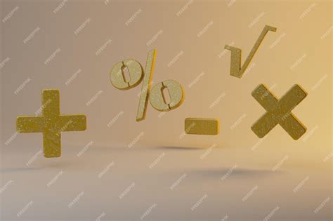Premium Photo Golden Color Mathematical Signs With Shadows On A Beige