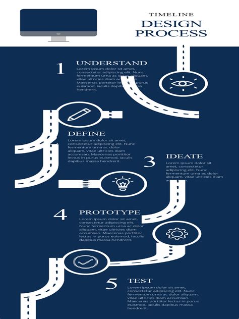 Blue Illustrated Path Design Process Timeline Infographic Pdf