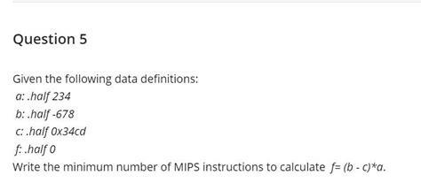 Solved Question Given The Following Data Definitions A Chegg