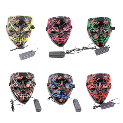 Flyeer 2x Cosplay The Up Wire Purge Mask Costume Halloween Light Scary