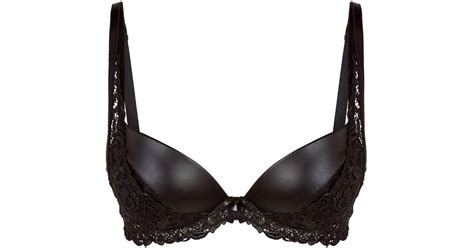 Aubade Lace And Leather Effect Half Cup Bra In Black Lyst Canada