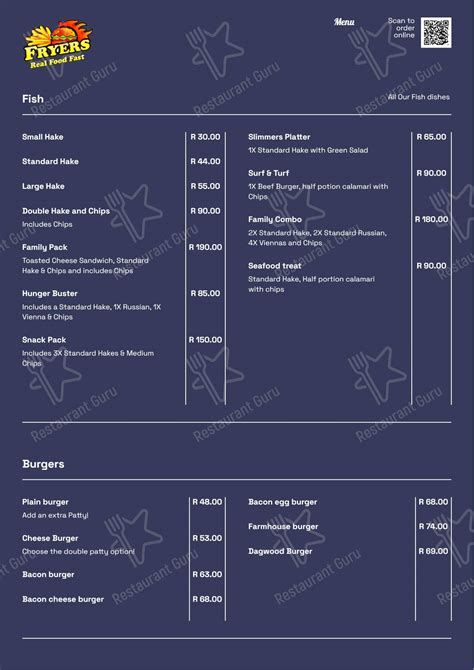 Menu At Fontana Fryers Restaurant Polokwane 38 Grobler St